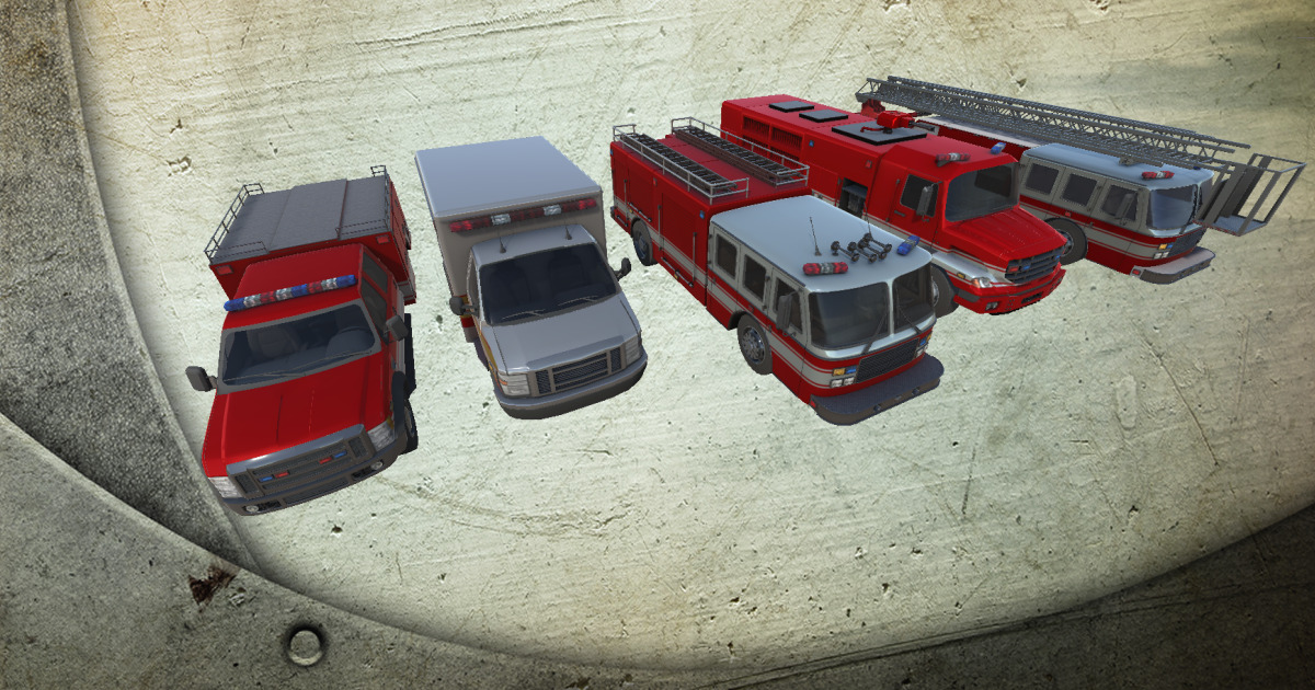 US Firetrucks - High Detail | 3D Land | Unity Asset Store