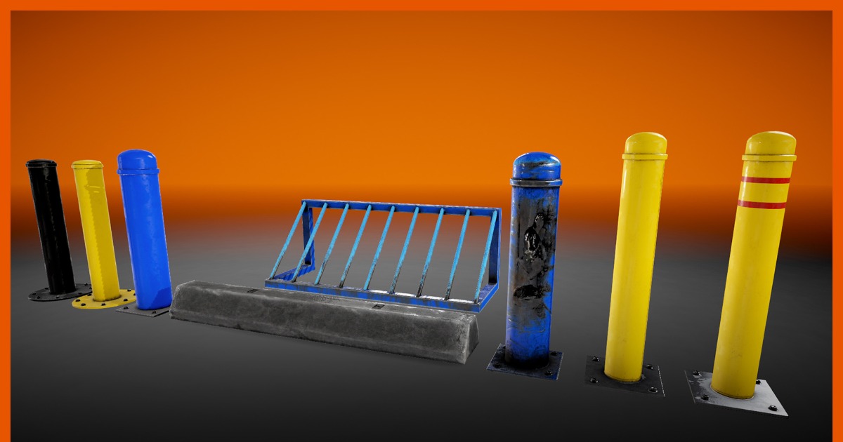 Bollards & Bike Rack | 3D Exterior | Unity Asset Store