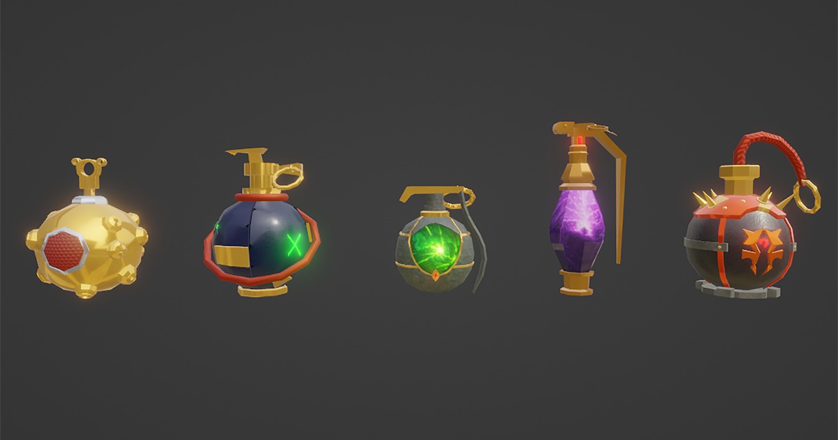 3D Fantasy Grenades | 3D Weapons | Unity Asset Store
