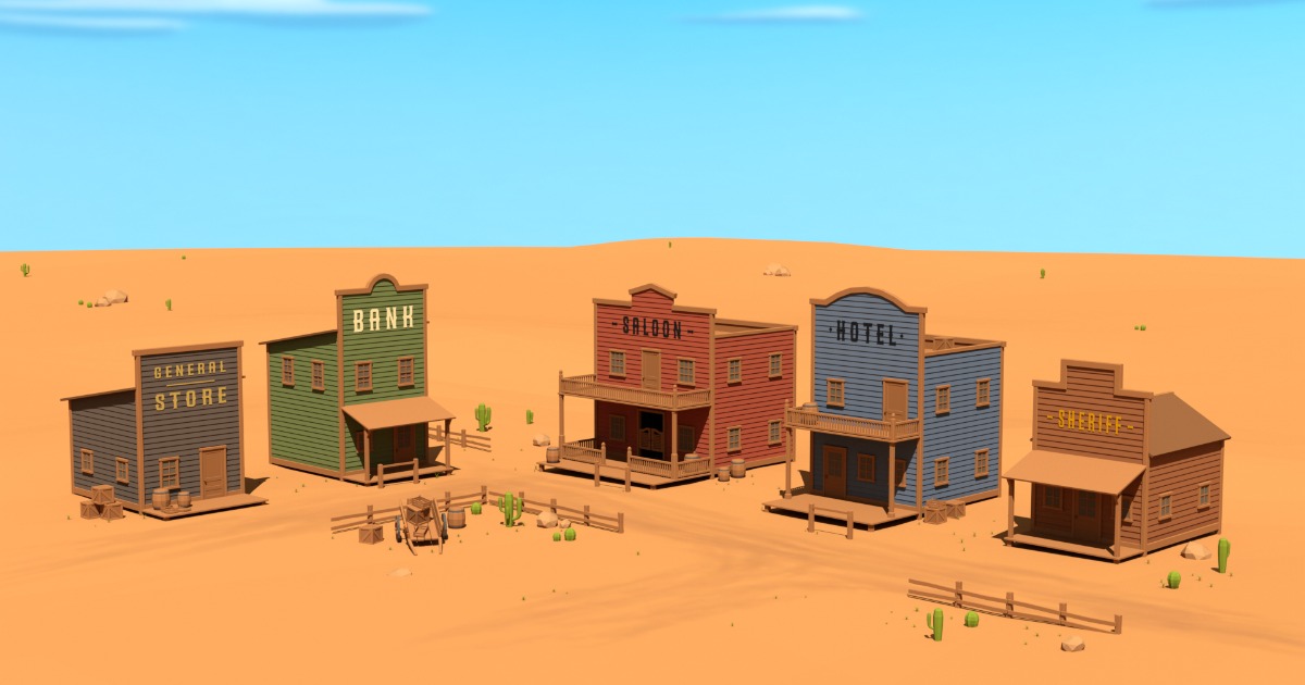 Low Poly Wild West Village | 3D Historic | Unity Asset Store