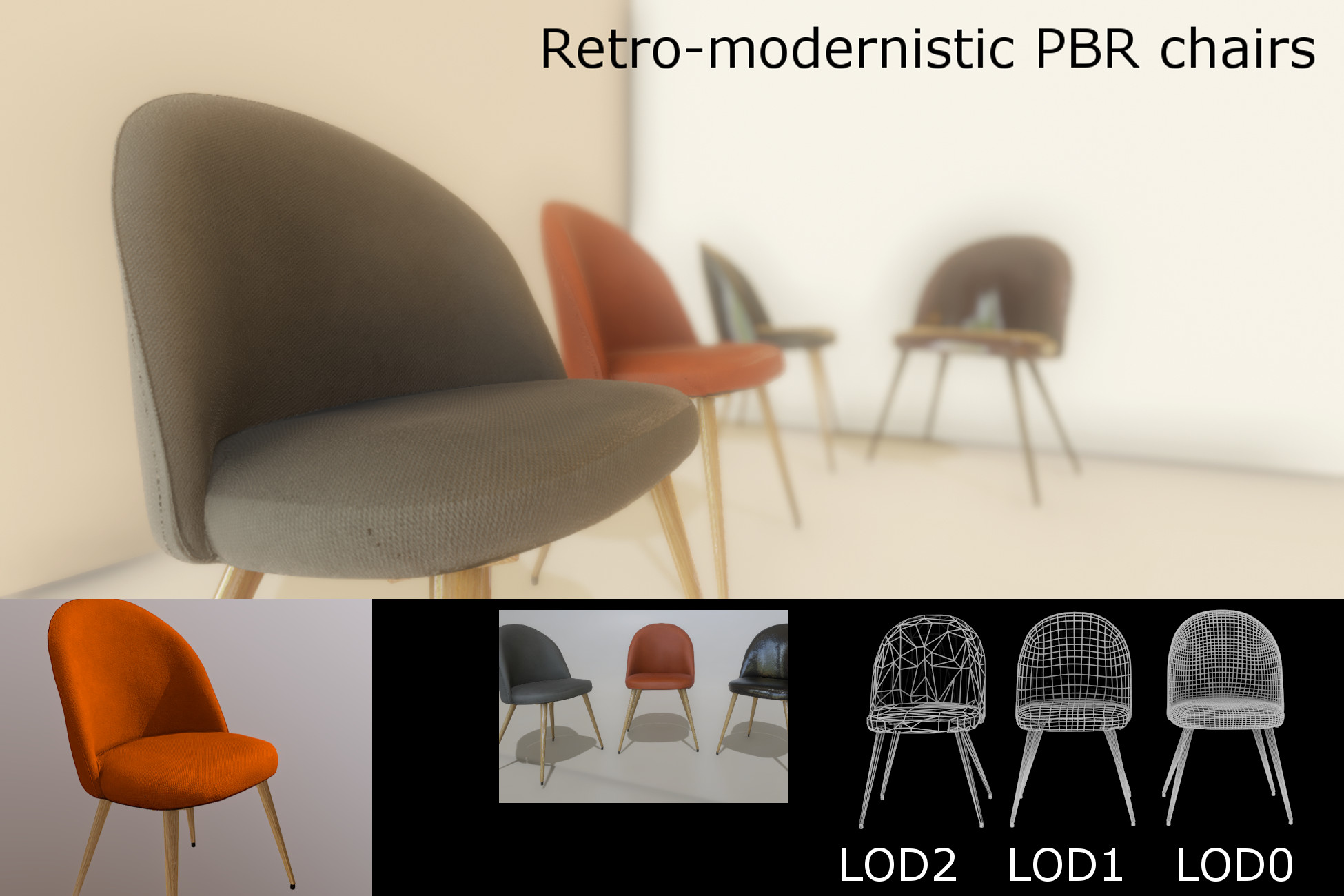 Retro-Modernistic Dining Chair | 3D Furniture | Unity Asset Store
