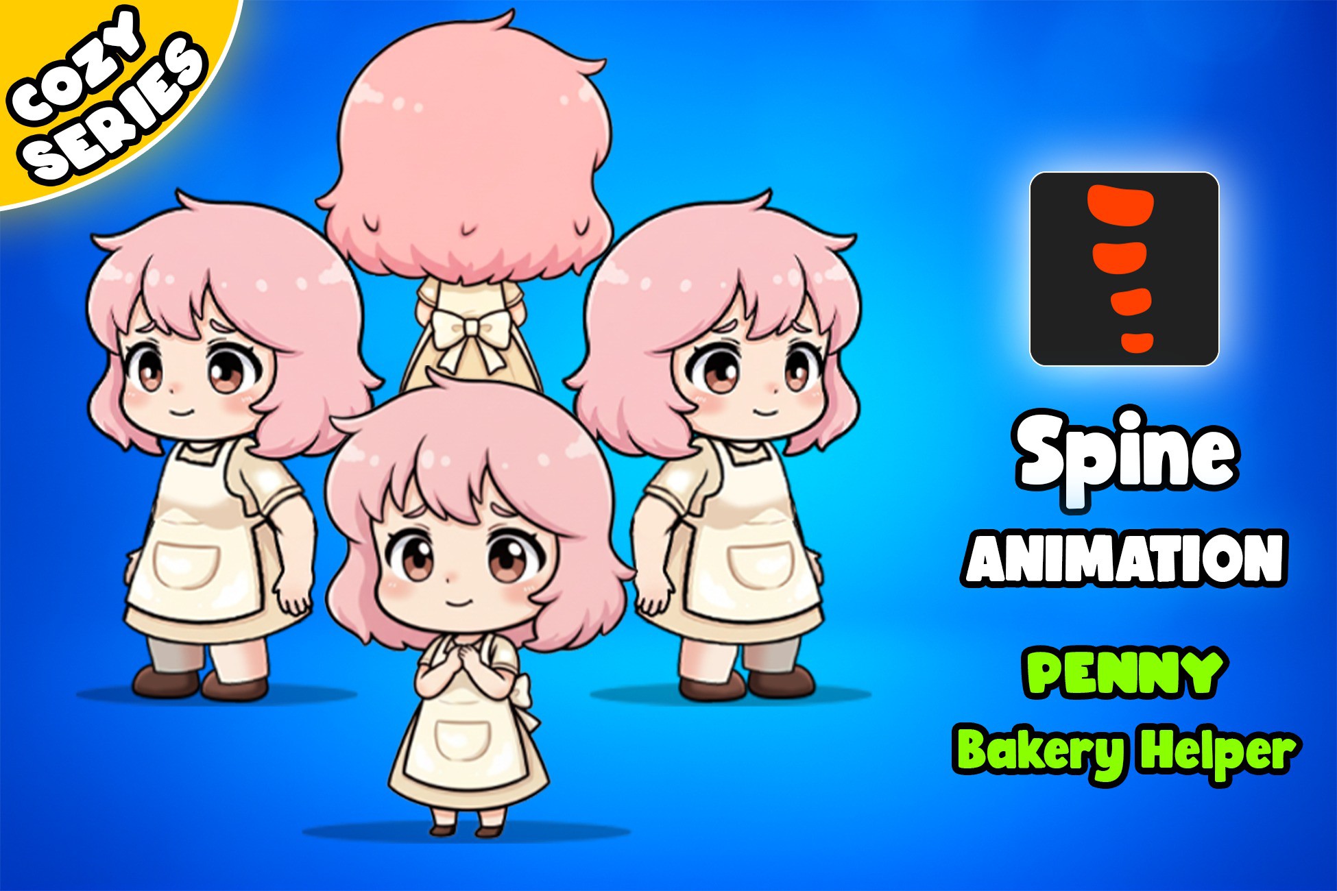 Penny Bakery Helper 2D Animated Spine Character (Cozy Series) | 2D ...