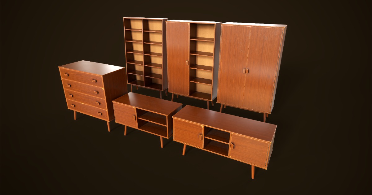 Retro furniture set | 3D Furniture | Unity Asset Store