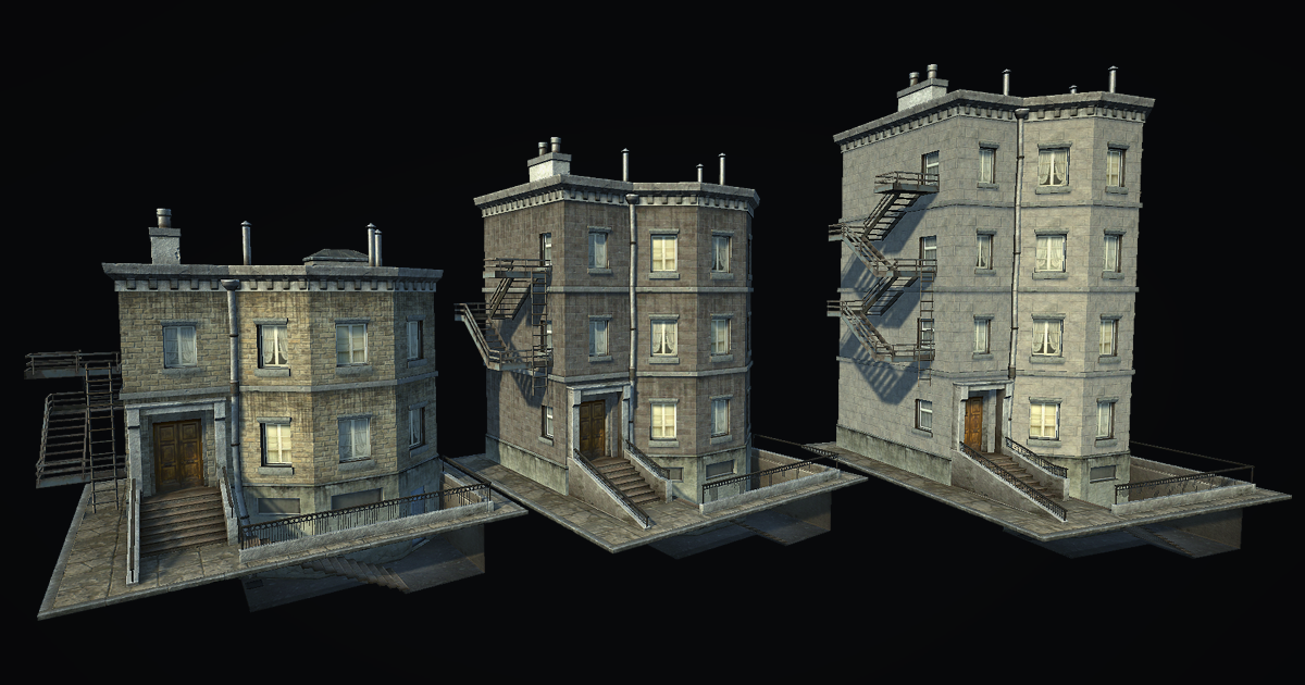 Customizable city building Low-poly 3D model (Type03) | 3D Urban ...