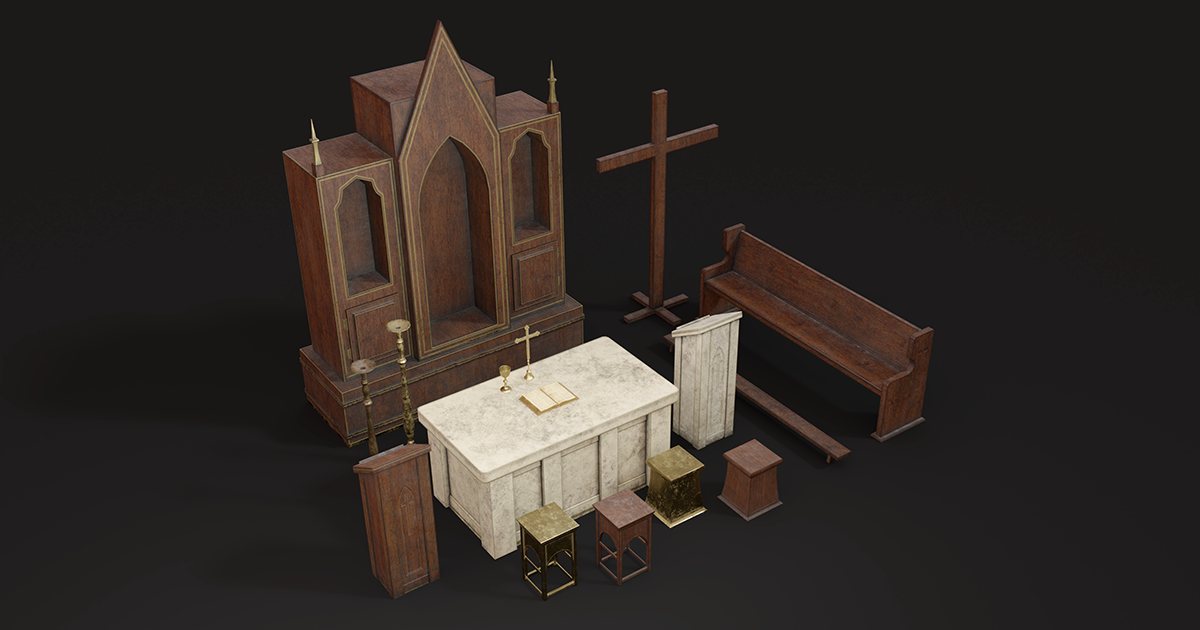 Old Church Props | 3D Interior | Unity Asset Store