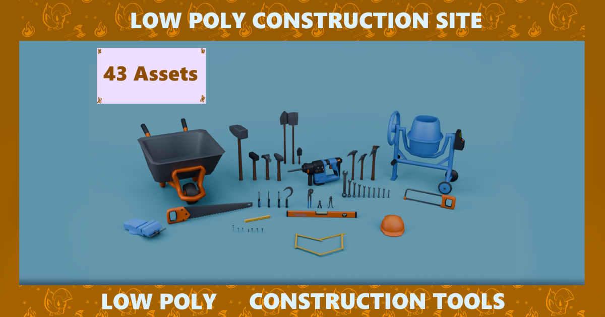 Low Poly Construction Site Tools Pack | 3D Industrial | Unity Asset Store