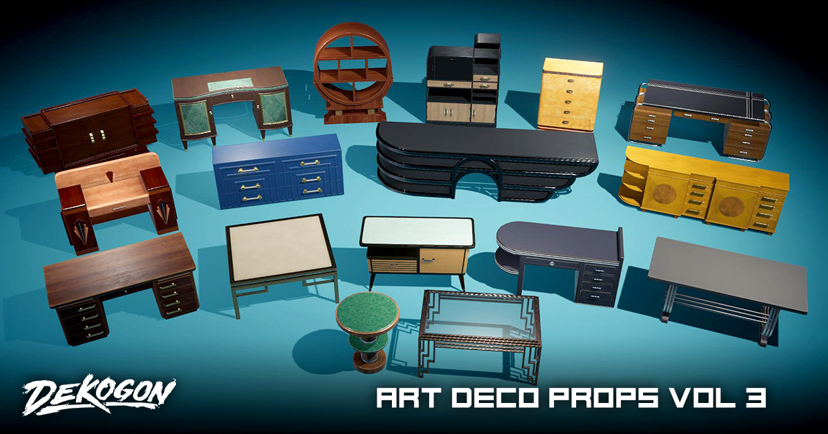Art Deco Furniture Props: VOL 3 | 3D Furniture | Unity Asset Store