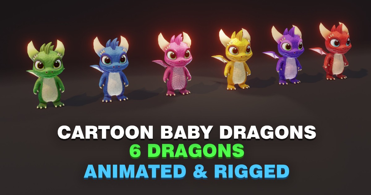 Cartoon Baby Dragons 3D Model (Low-Poly, Game-Ready, Animated) | 3D 生物 ...