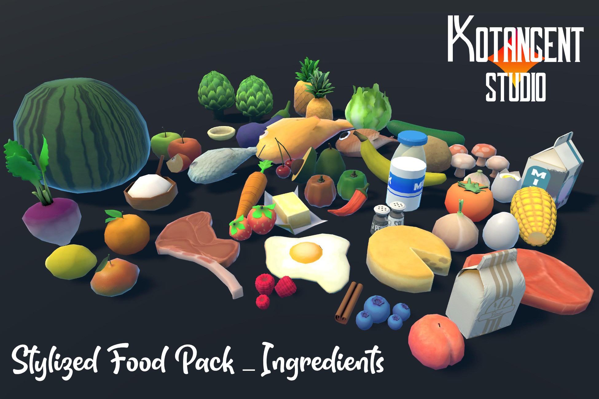 Kotangent Stylized Food Pack - Ingredients | 3D Food | Unity Asset Store