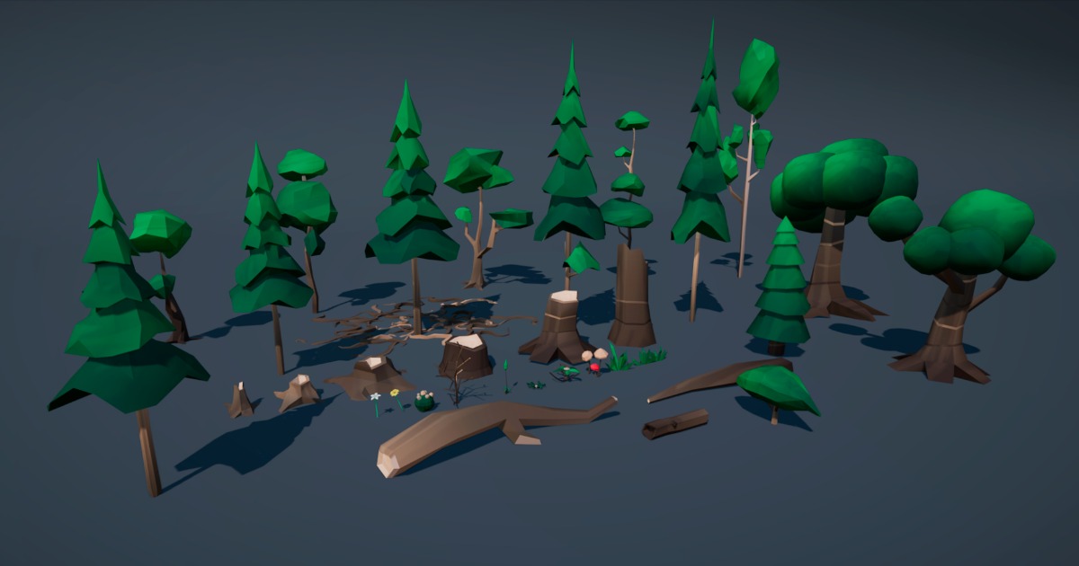 Vegetation_Kitbashing - Lowpoly Environment by Unvik_3D | 3D Vegetation ...