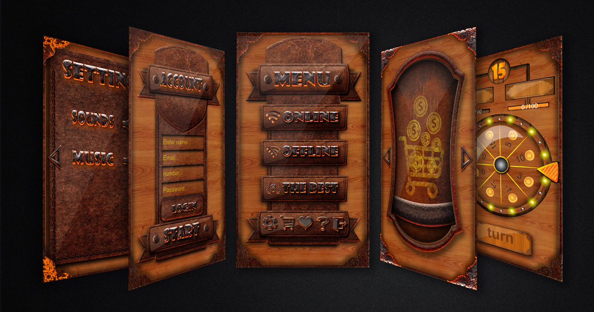 Leather Wood fire UI | 2D Icons | Unity Asset Store