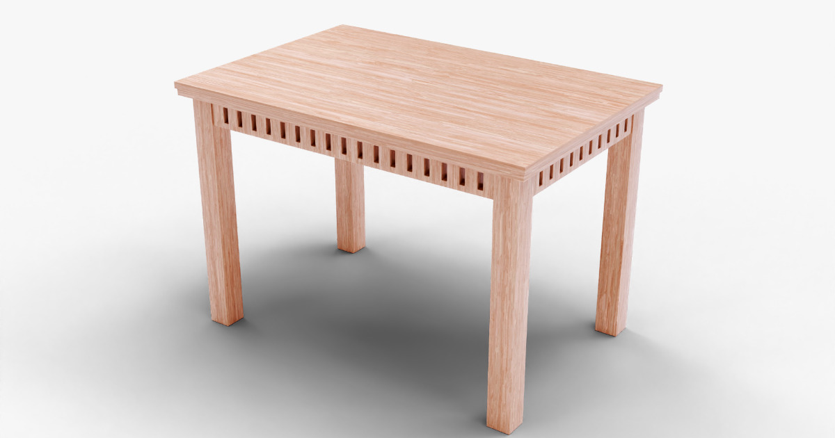 Natural Timber Rectangular Table for Interior Scenes | 3D Furniture ...