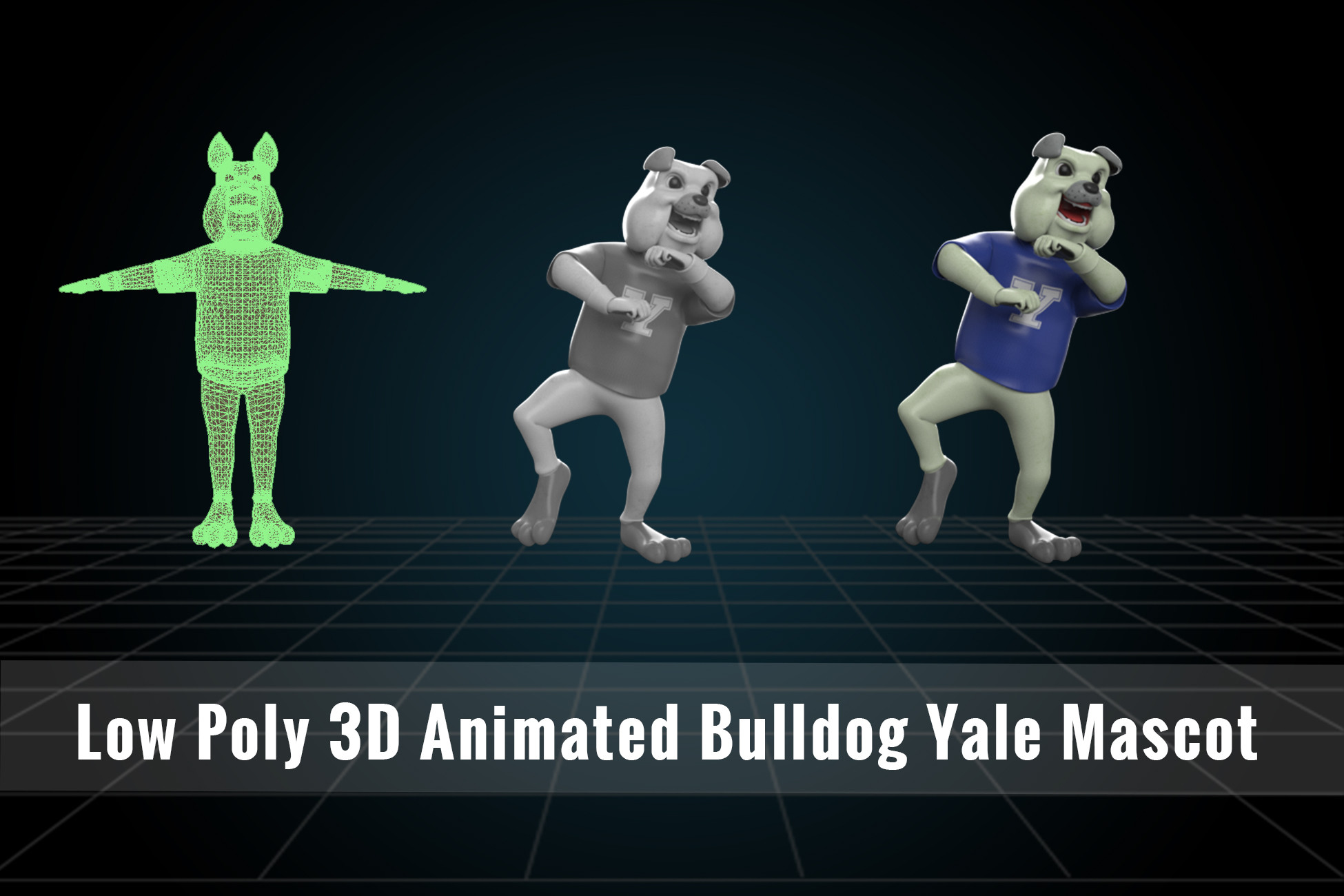 Low Poly 3D Animated Bulldog Yale Mascot | 3D Characters | Unity Asset Store