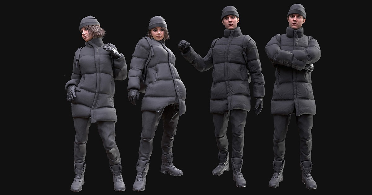 Collection 4 - Man/Woman in Winter Outfit 4 - Rigged | 3D Characters ...