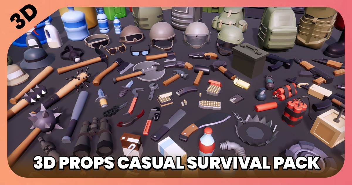 3D Props - Casual Survival | 3D 武器 | Unity Asset Store