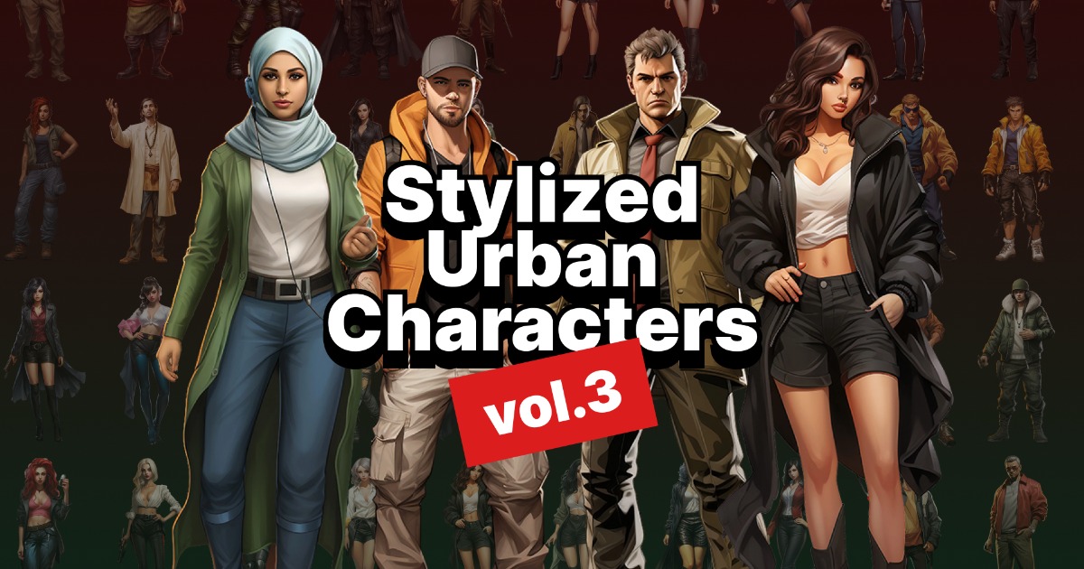Unique stylized urban civilian characters portraits hand paint full ...