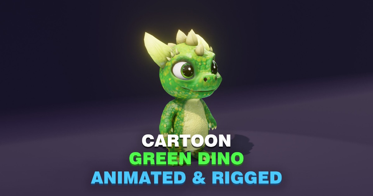 Cartoon Green Dinosaur 3D Model – Animated Character | 3D Animals ...