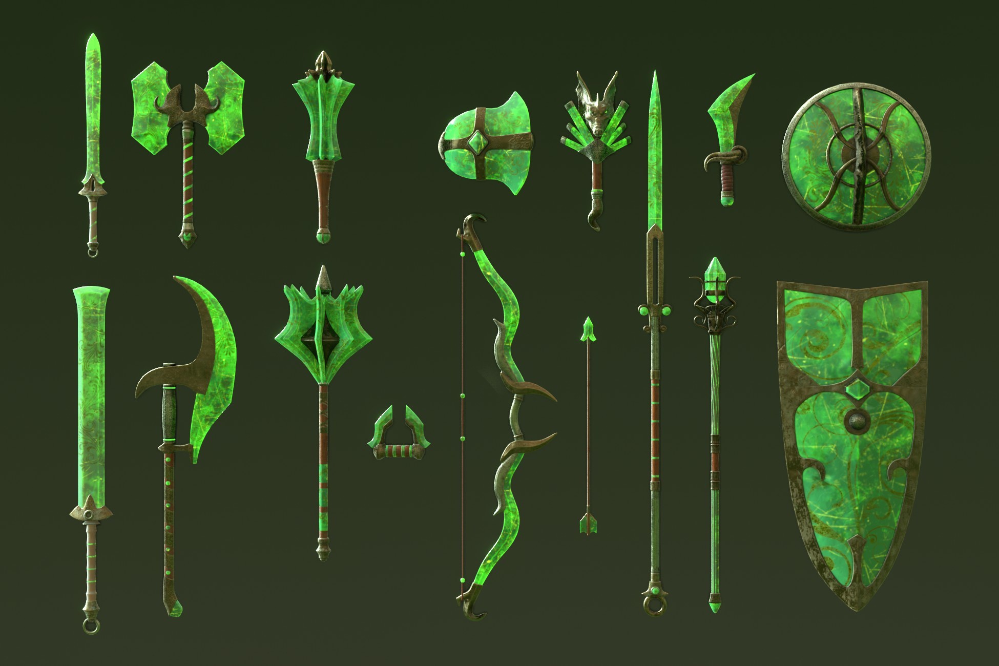 Fantasy Jade Weapon Set | 3D Weapons | Unity Asset Store