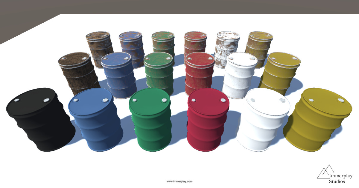 Three Ridge Metal Barrel Collection | 3D Props | Unity Asset Store