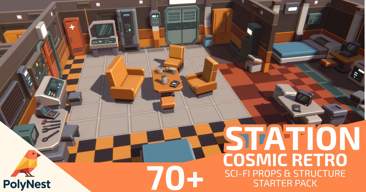 Low Poly Sci-Fi Modular Kit - 100+ Cosmic Retro Environment Props | 3D Sci-Fi | Unity Asset Store