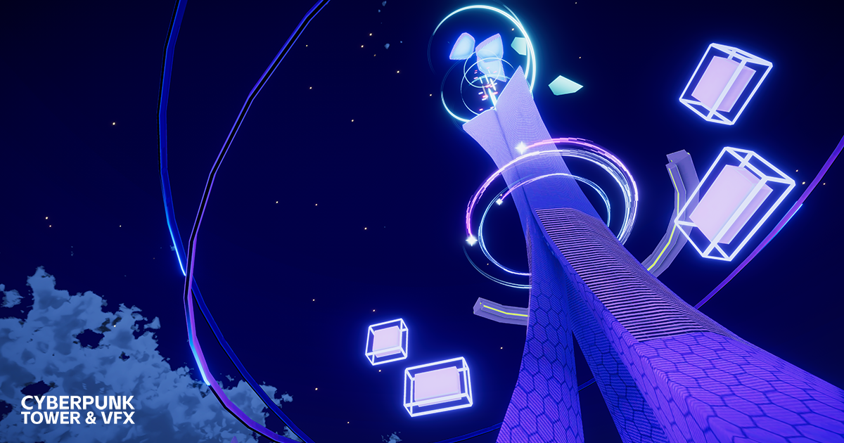 Cyberpunk Tower and Neon Light VFX | 3D Environments | Unity Asset Store