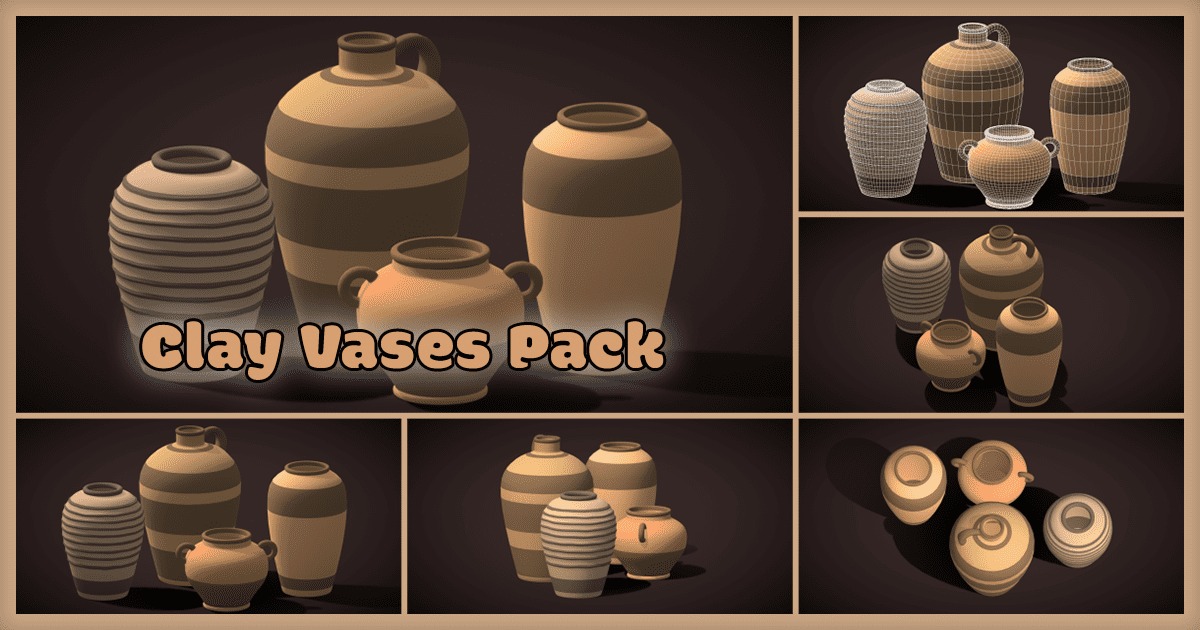 Clay Vases Pack - Clay Color Variety - Low Poly | 3D Props | Unity ...