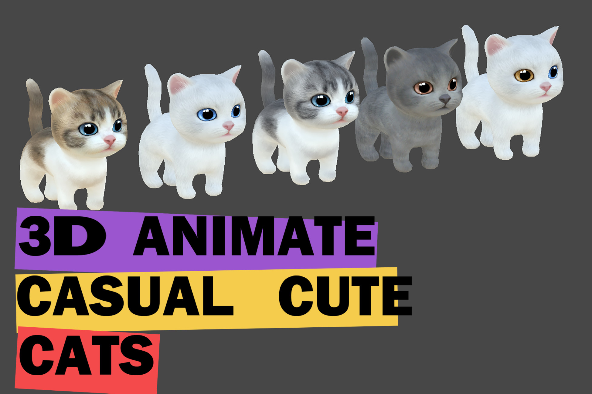 3D Animate Casual Cute Cats | 3D Animals | Unity Asset Store