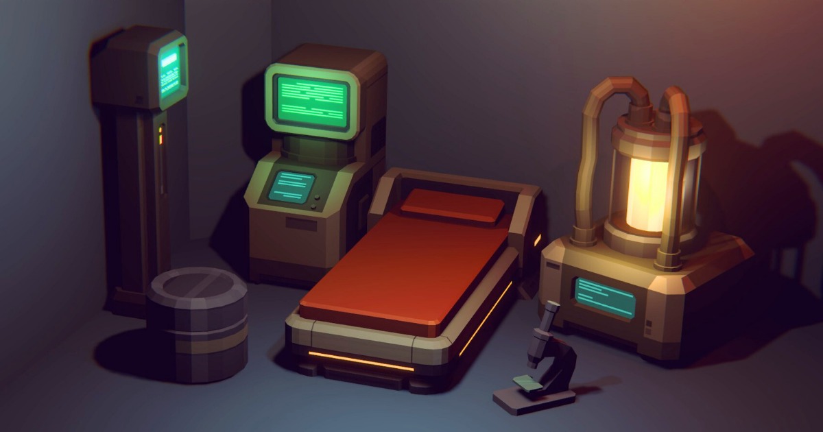 FREE Demo: Low Poly Sci-Fi Laboratory Retro Style Sample | 3D Sci-Fi ...