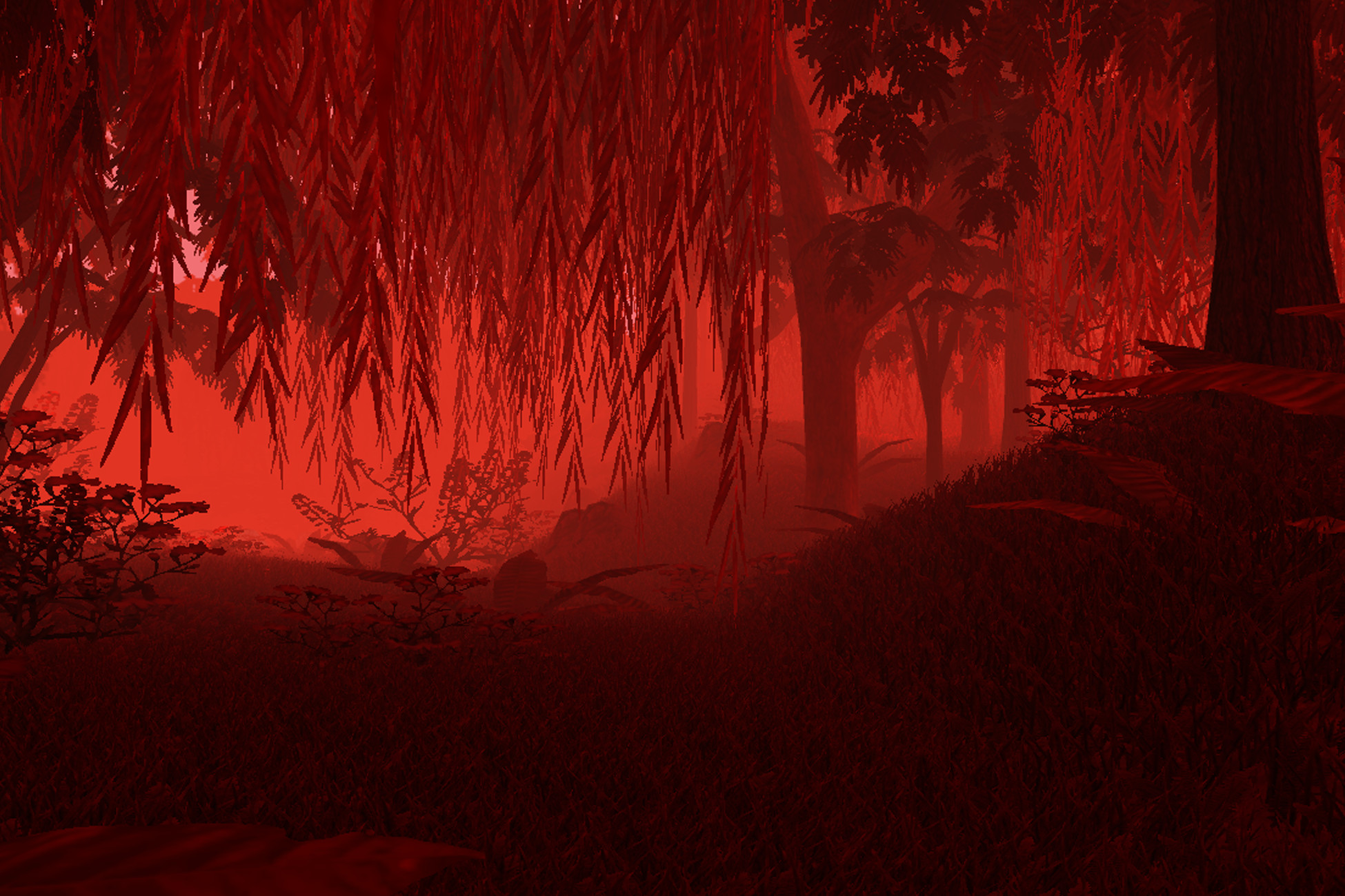 Creepy Red Forest Wallpaper