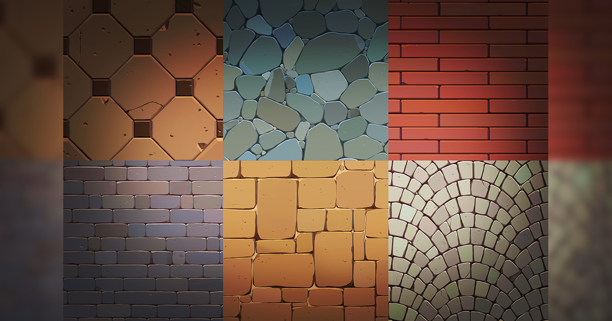 Handpainted Floor Tiles Textures Cartoon | 2D タイル | Unity Asset Store