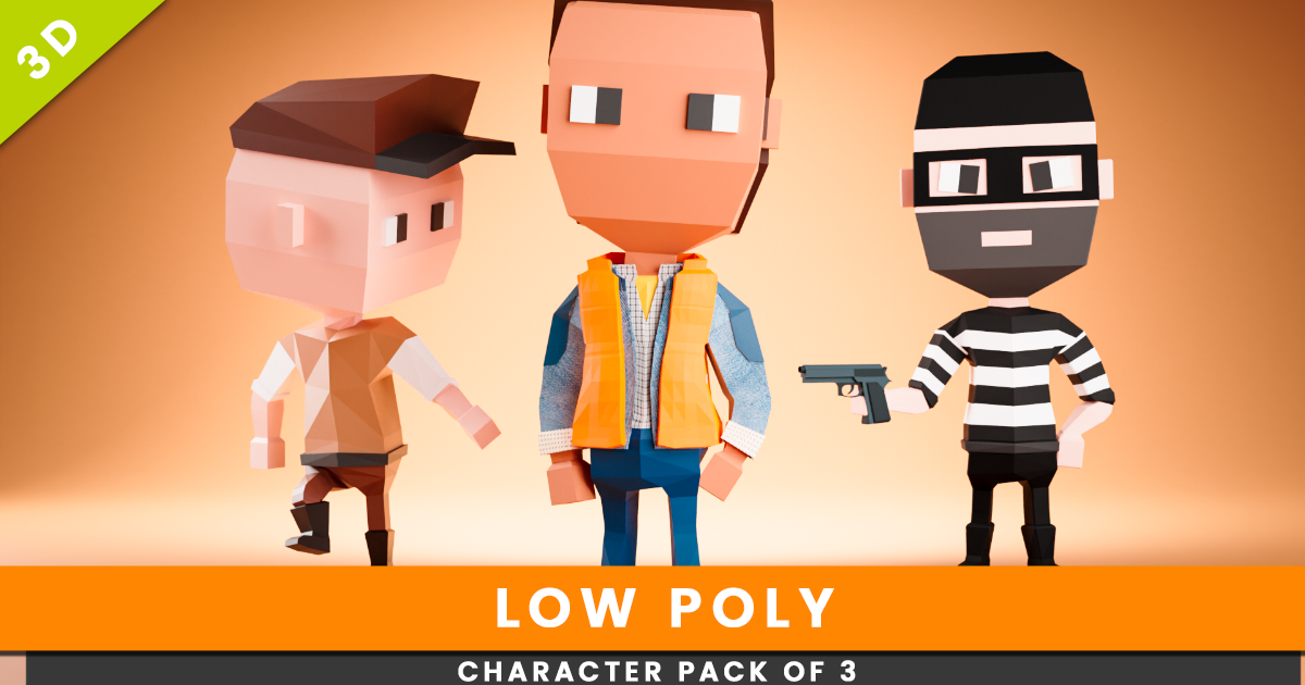 3D Low Poly Characters Pack Of 3 - Joseph, Lil Ricky, Jacob The Thief ...