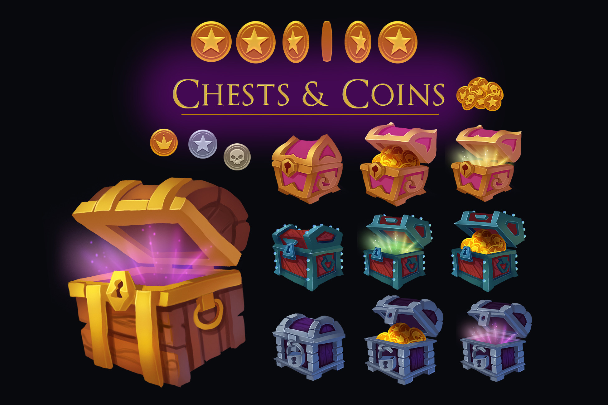 Chests & Coins | 2D Icons | Unity Asset Store