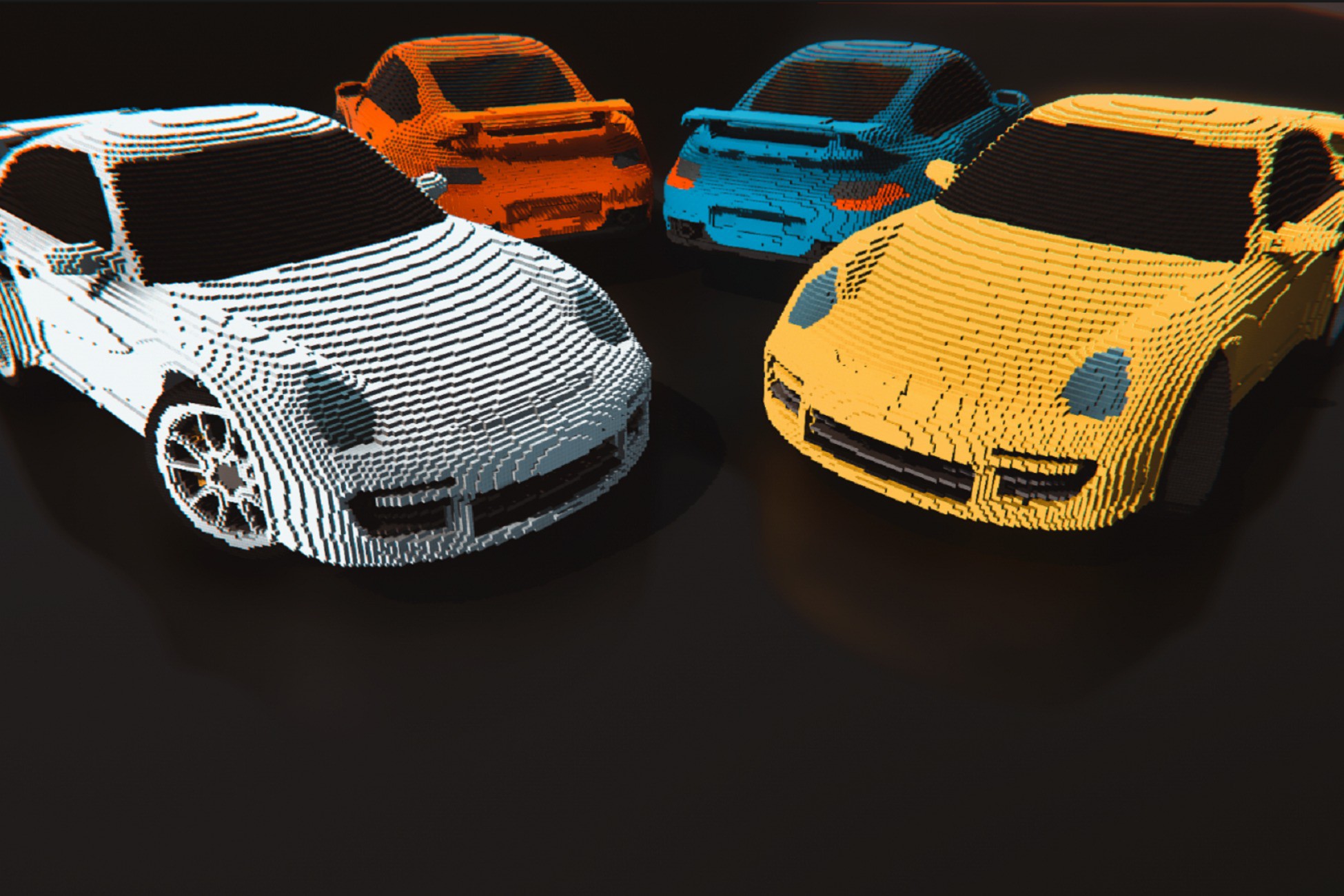 3D Voxel Car Porsche 911 GT2 High Details | 3D Land | Unity Asset Store