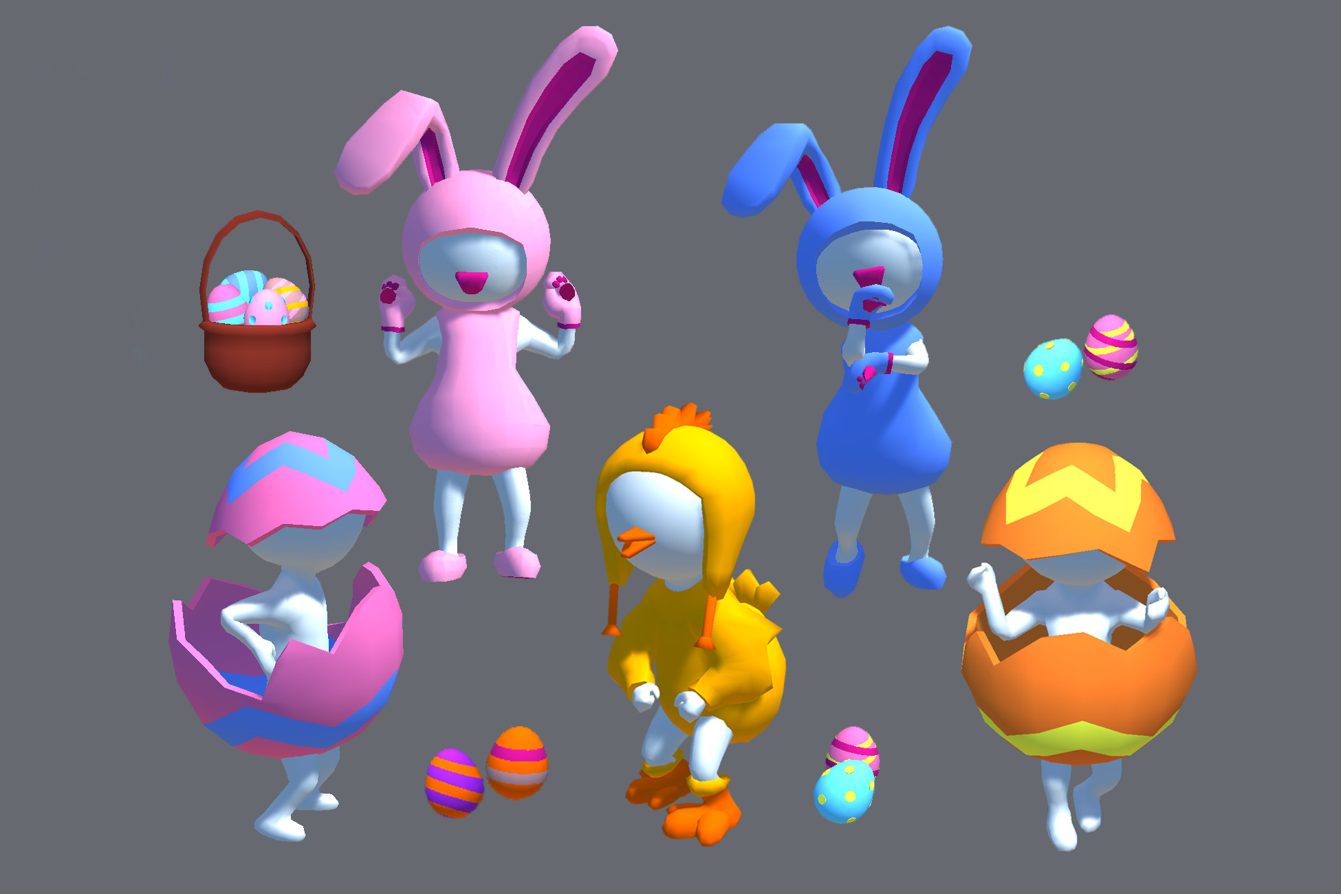 Hyper-Casual Characters Stickman sphere head skins vol.6 Easter Bunny ...