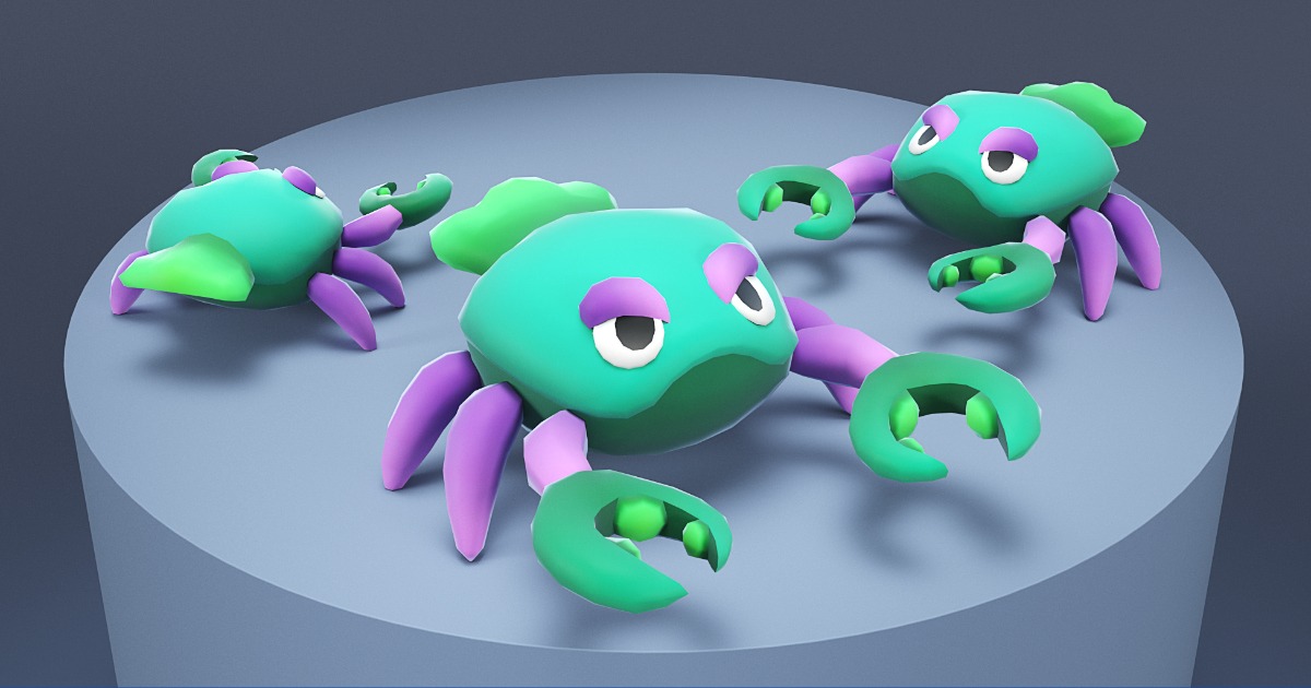 Cartoon Characters - Small Crab Warrior | 3D Creatures | Unity Asset Store