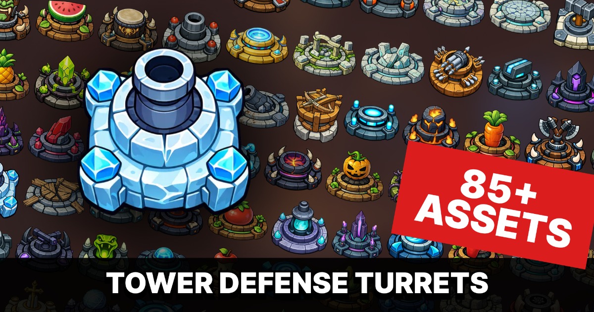 Tower Defense Turrets, Elemental Towers and Magic Defense Icons Pack ...