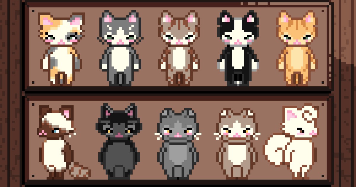 2D Animated Characters - 10 Pixel Cats | 2D 角色 | Unity Asset Store