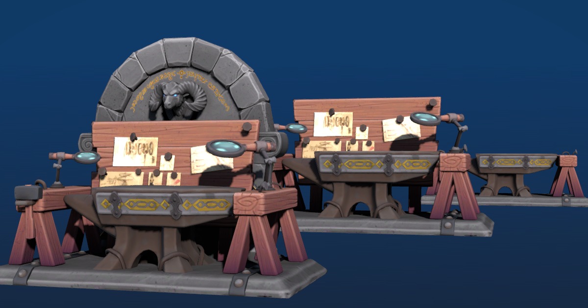 Stylized Blacksmith Workbenches & Icons | 3D Furniture | Unity Asset Store