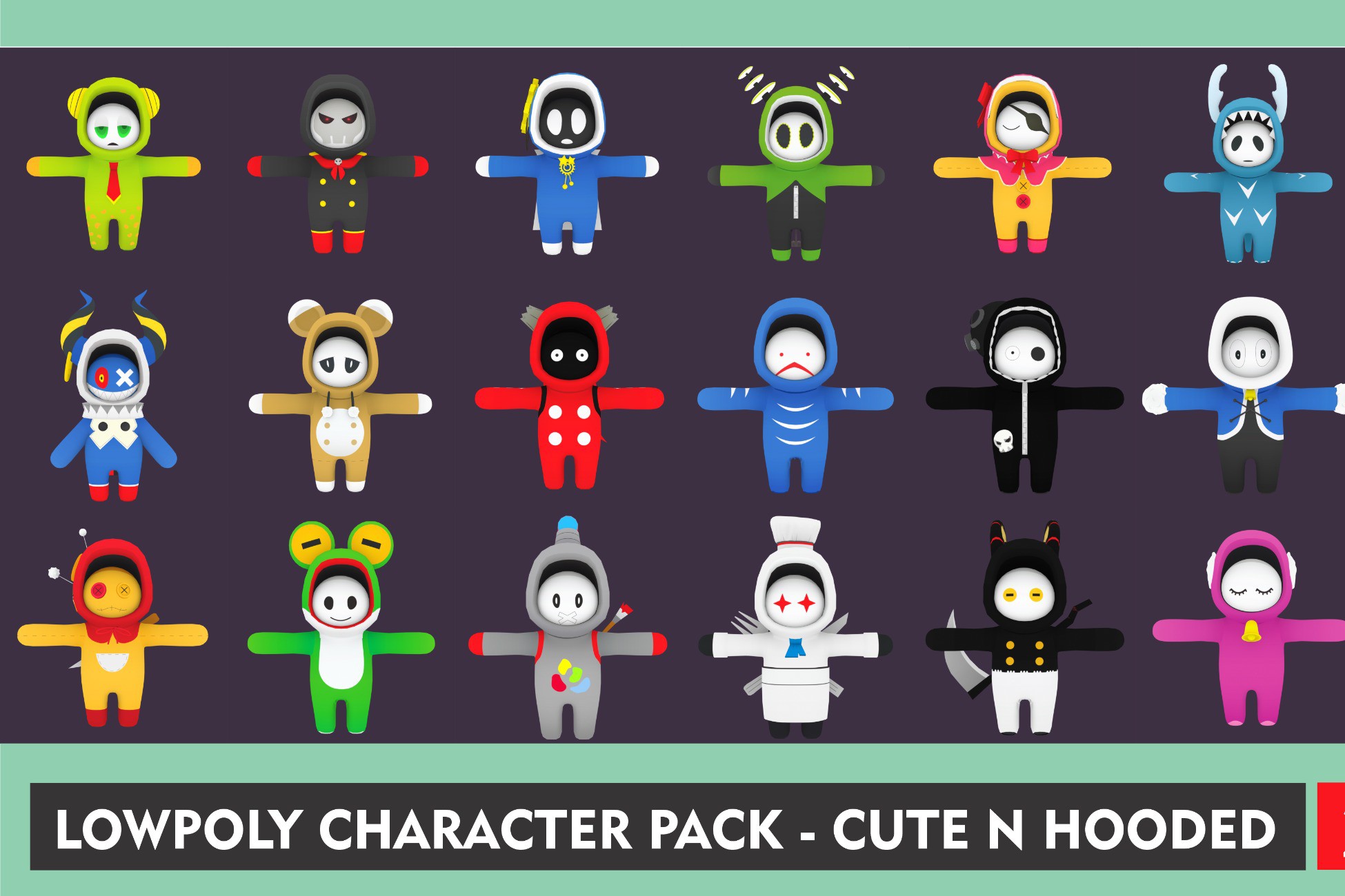 Lowpoly Character Pack - Cute N Hooded | 3D Humanoids | Unity Asset Store