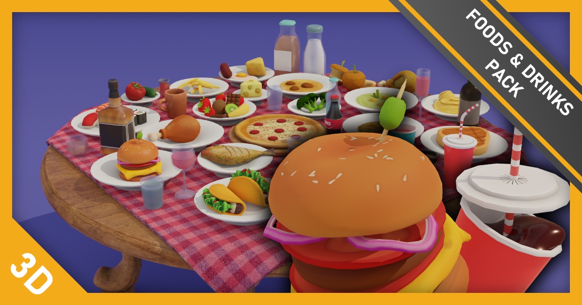 Foods and Drinks Pack | 3D Environments | Unity Asset Store