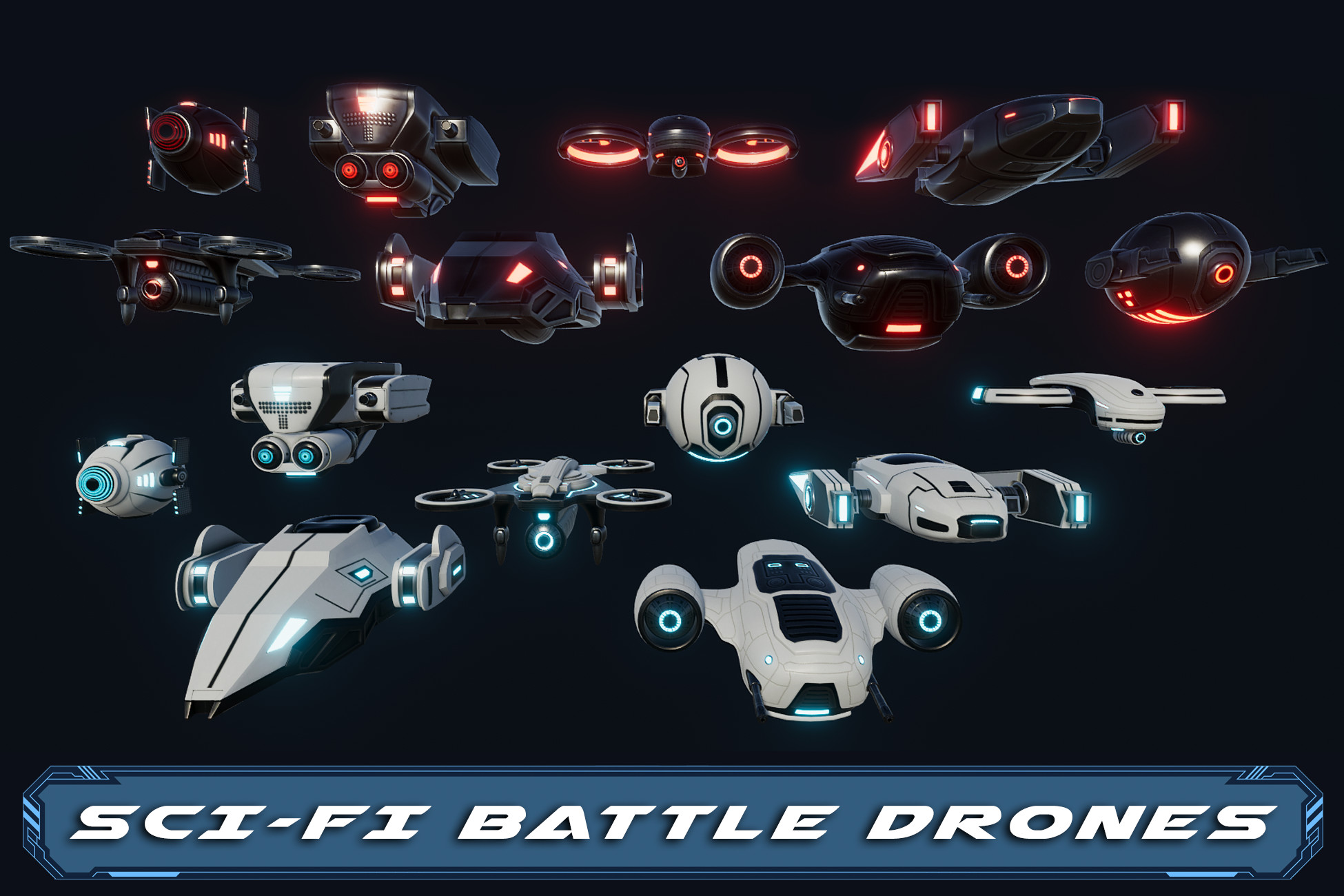 Sci Fi Battle Drones 3d Robots Unity Asset Store