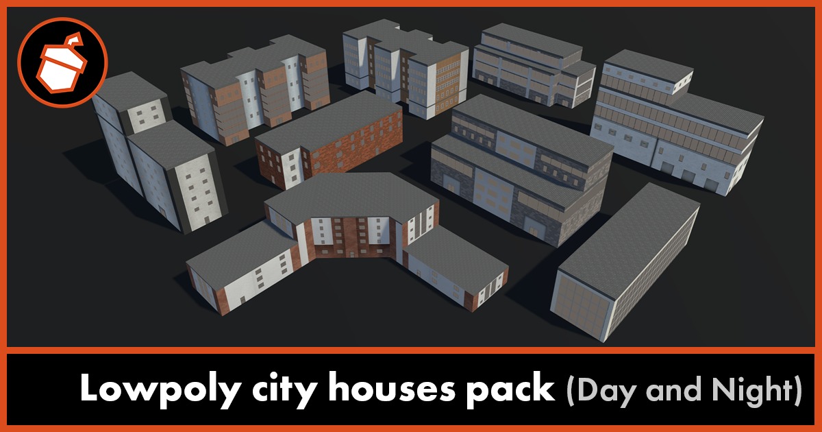 Lowpoly city houses pack (Day and Night) | 3D Exterior | Unity Asset Store