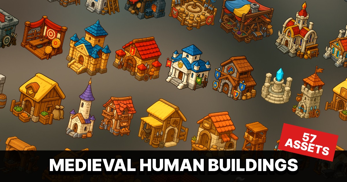 Medieval Human Building Pack – 2D Fantasy RTS Town Assets for Strategy ...