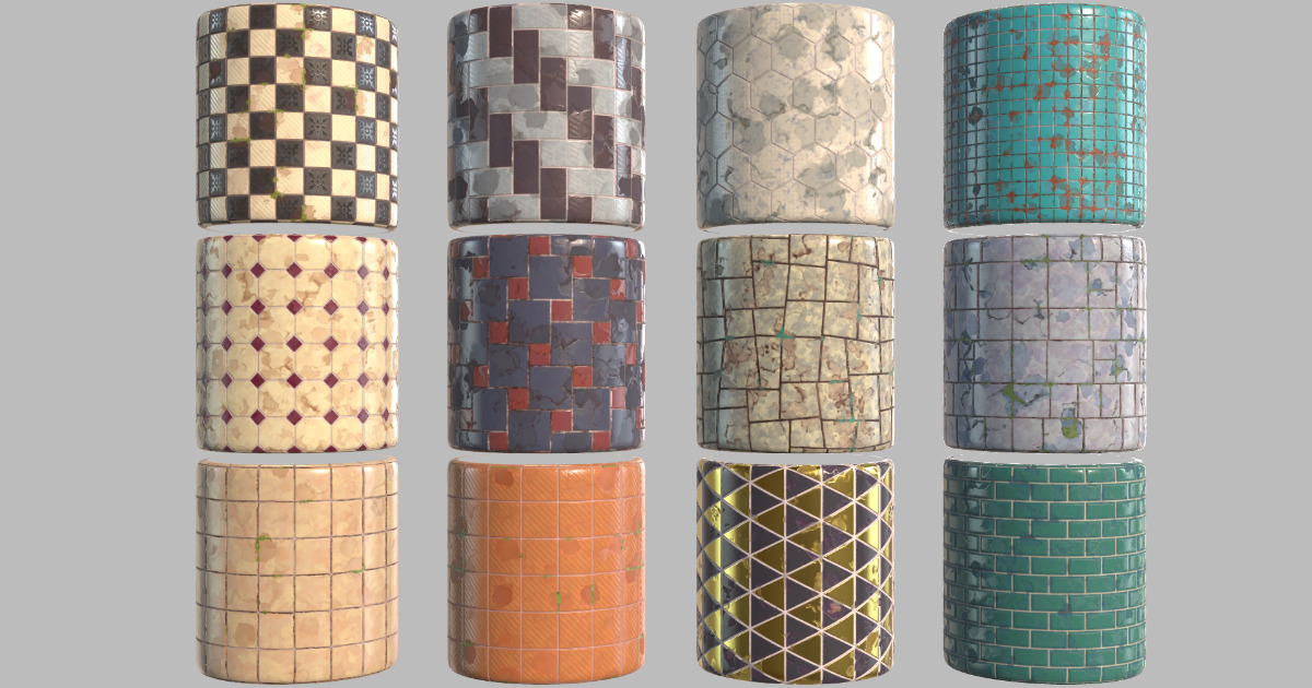 Stylized Tile Materials - 02 - Damaged | 2D Tiles | Unity Asset Store