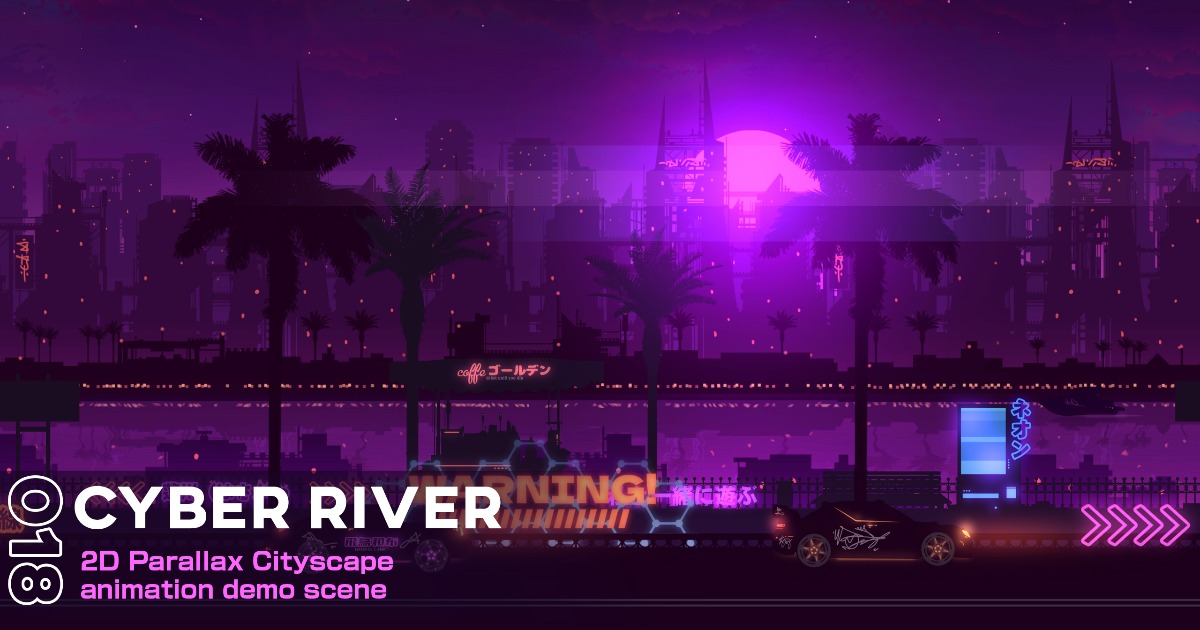 Cyber River / Vaporwave | 2D Environments | Unity Asset Store