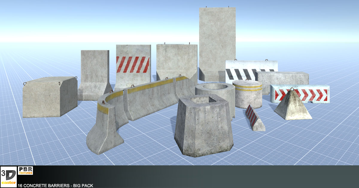 16 Concrete Barriers - Big Pack | 3D Exterior | Unity Asset Store