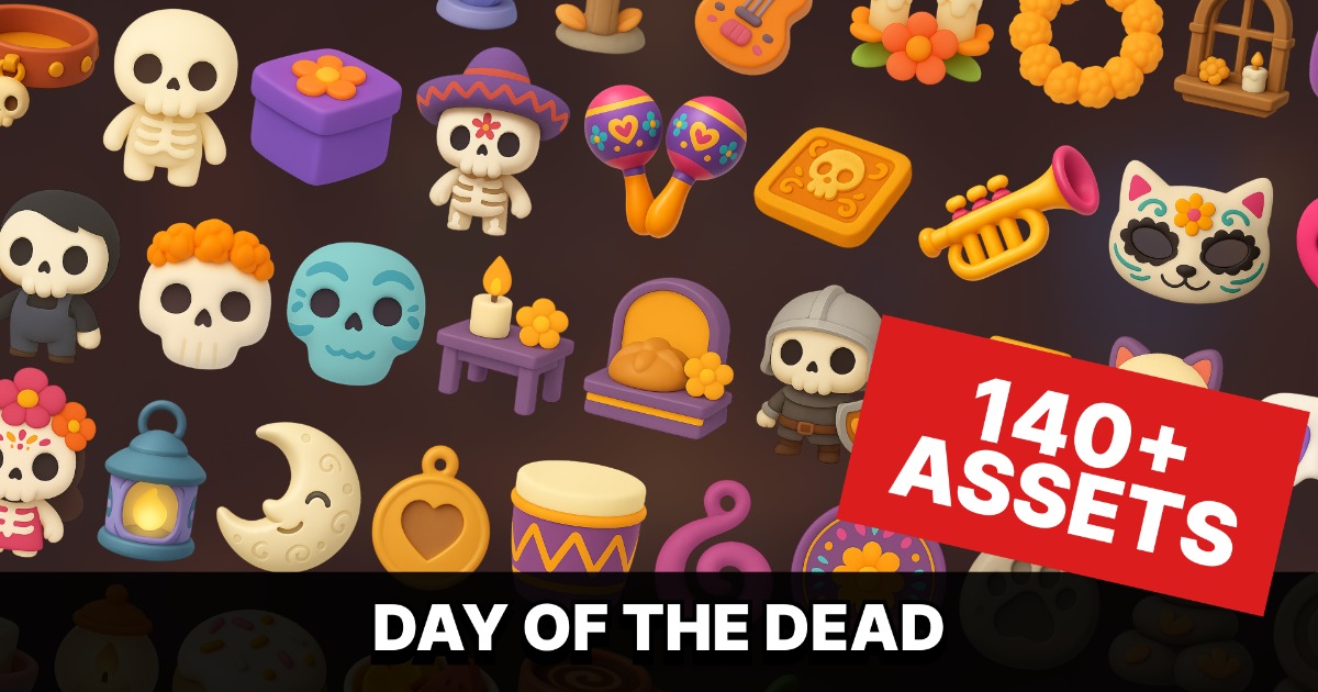 Day of the Dead Icons Pack Mexican Festive Skulls Characters ...