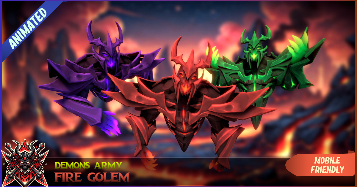 Demons army - Fire Golem | 3D Creatures | Unity Asset Store