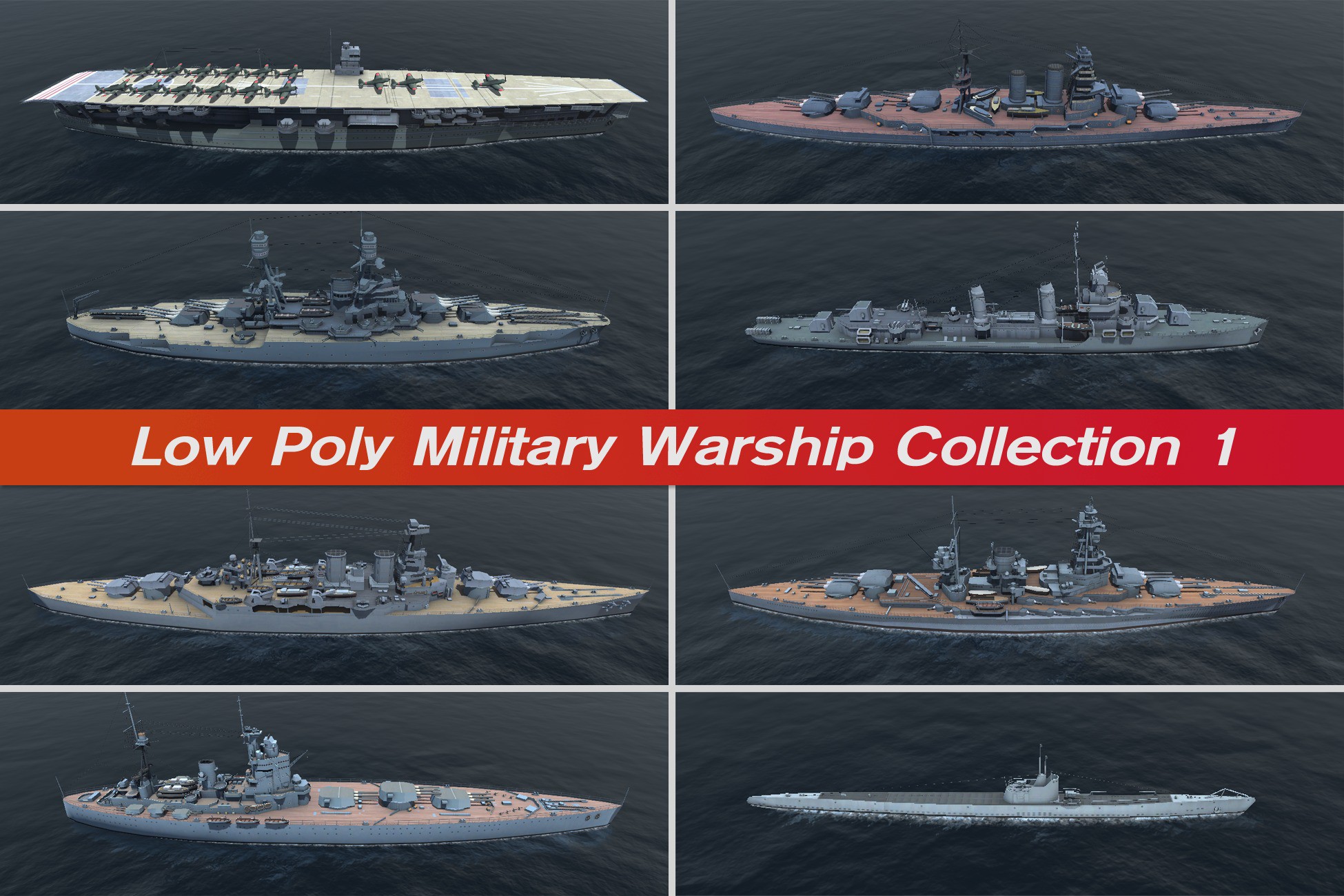 Low Poly Military Warship Collection 1 | 3D Sea | Unity Asset Store