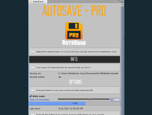 AutoSave - PRO | Utilities Tools | Unity Asset Store